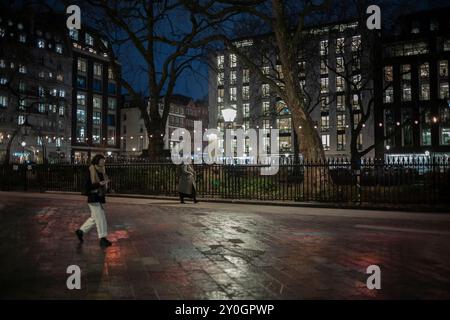 Berkeley Square on a winter's night, Mayfair, central London, England ...