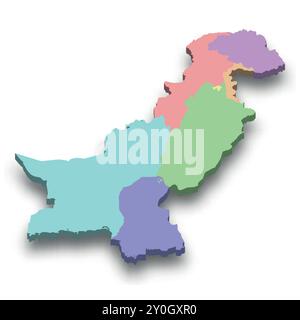 Pakistan 3d isometric map with borders regions Stock Vector Image & Art ...