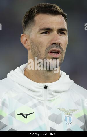 Lazioâ??s Italian defender Alessio Romagnoli controls the ball during ...