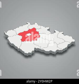 3d isometric map of Central Bohemia is a region of Czech Republic ...