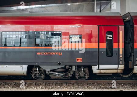 Vienna, Austria - August 6, 2024: Railjet train from Vienna to ...