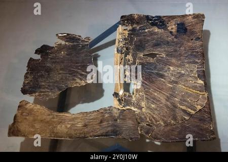 Coptic Museum, leather binding of Nag Hammadi codex, ancient Egyptian ...