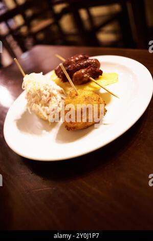 Close-up of delicious spanish tapas at san miguel market, Madrid, Spain ...