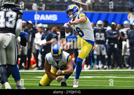 Los Angeles Rams kicker Joshua Karty, right, celebrates the field goal ...