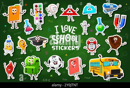 Cartoon magnet character, school stationery mascot, education and back ...
