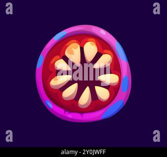 Cartoon illustration of a purple worm monster with many eyes crawling ...