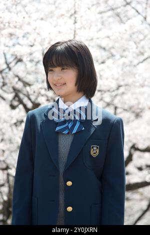 Asian High School Girls student hand touch grass in countryside with ...