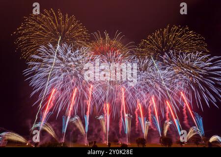 Wide starmine fireworks at the Furukawa Fireworks Festival Stock Photo ...