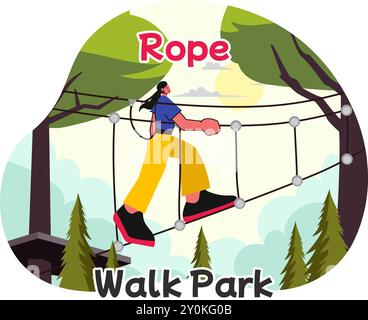 Rope adventure park landscape. Climbing center with suspension bridges ...