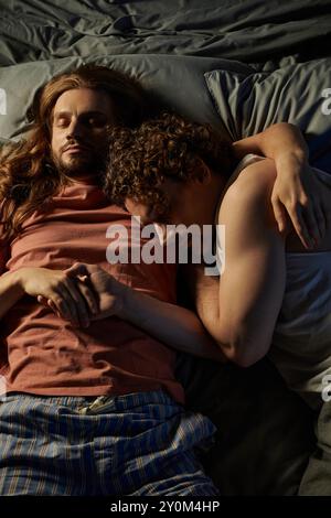 A warm moment shared between two partners as they embrace lovingly in ...