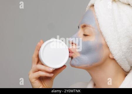 jar with face cream. healthy skin. face care. day and night cream Stock ...