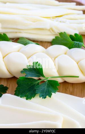 Traditional various cheeses, string, knitted and cecil cheese, turkish ...