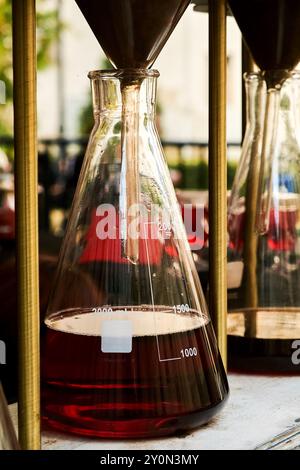 Outdoor Coffee Brewing with Glass Flasks and Funnels Stock Photo - Alamy