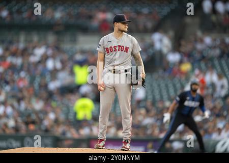 Boston Red Sox pitcher Tanner Houck poses during photo day at the team ...