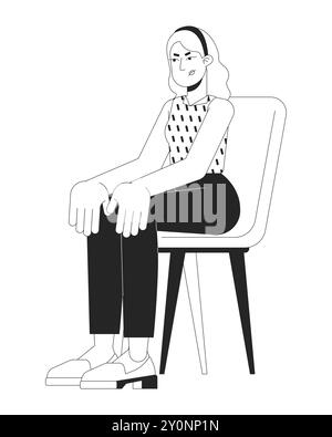 Angry blonde woman sitting on chair 2D cartoon character Stock Vector ...