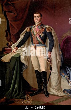 This historical portrait of Agustin I, the Emperor of Mexico, captures ...