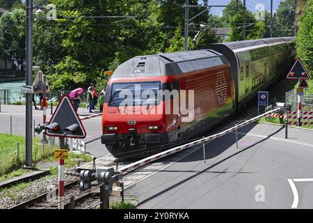 Barriere railway crossing, Interlaken, Switzerland, Europe Stock Photo ...