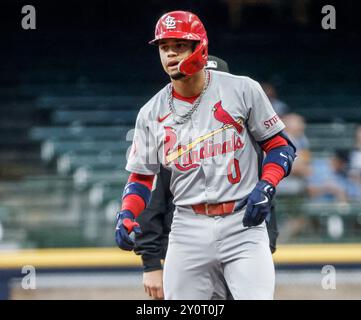 St. Louis Cardinals shortstop Masyn Winn (0) in the fourth inning of a ...