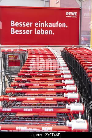 Shopping trolley from food retailer REWE Stock Photo - Alamy