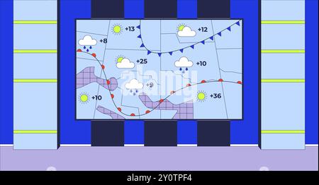 Broadcasting weather forecast map studio black and white line ...