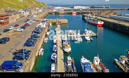 Scrabster Harbour Caithness Scotland the A9 road and harbour with car ...