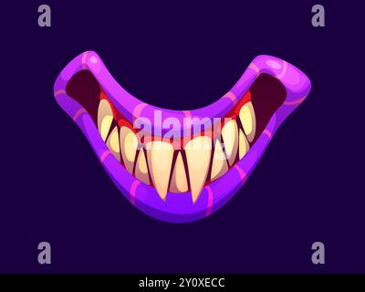 Halloween monster mouth with drool jaws and saliva tongue. Cartoon ...