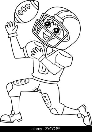 American Football Touchdown Coloring Page for Kids Stock Vector Image ...