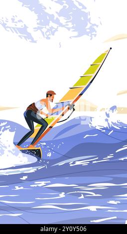 Windsurfer riding waves dynamic action sport ocean adventure vibrant ...