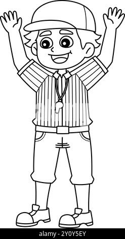 American Football Referee Isolated Coloring Page Stock Vector Image ...
