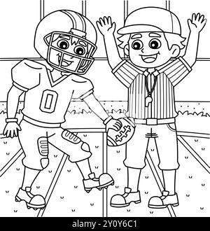 American Football Referee Coloring Page for Kids Stock Vector Image ...