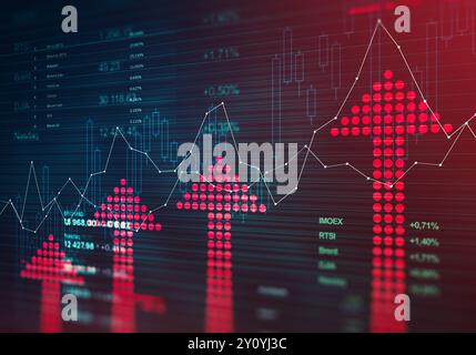 Illustration of global trading market changes. Abstract business chart ...