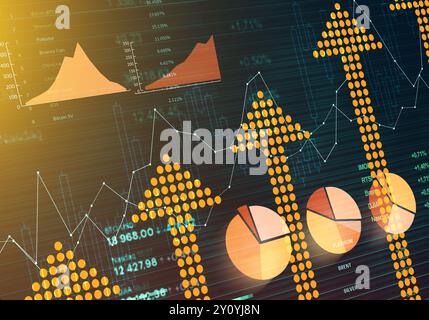 Illustration of global trading market changes. Abstract business chart ...