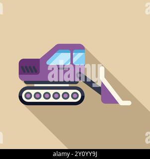 Purple excavator digging on a construction site, with its arm ...