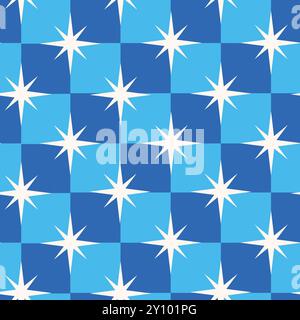 Squares blue checkered retro seamless pattern. Vector illustration ...