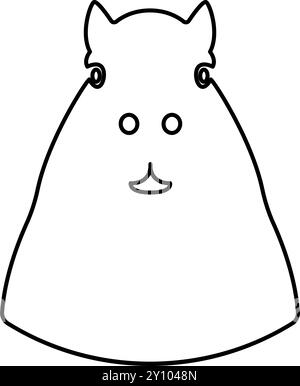 Capybara contour outline line icon black color vector illustration ...
