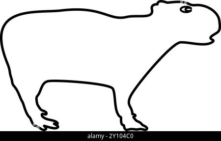 Capybara contour outline line icon black color vector illustration ...