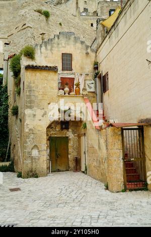 Vicoli e monumenti della città di Matera, Basilicata, Italia Stock ...