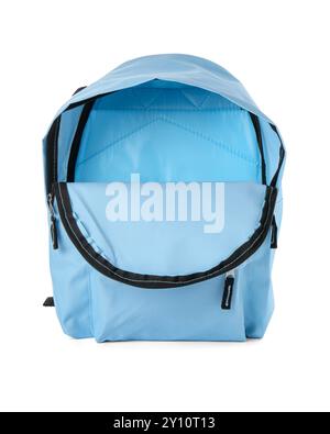 Light blue backpack isolated on white, view from different sides Stock ...