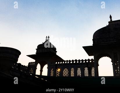 backlit shot of palace exterior with bright blue sky at morning image ...