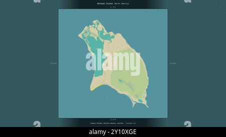 Barbuda - Antigua and Barbuda highlighted on a topographic, OSM ...