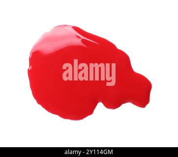 Blot of red printer ink isolated on white, top view Stock Photo - Alamy