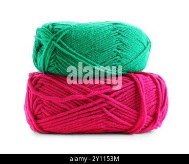 Two beautiful bright yarns isolated on white Stock Photo - Alamy