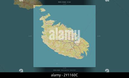 Malta highlighted on a topographic, OSM standard style map Stock Photo ...