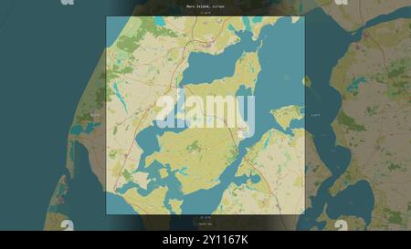 Mors Island in the North Sea on a topographic, OSM Humanitarian style ...