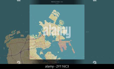 Bahrain highlighted on a topographic, OSM standard style map Stock ...