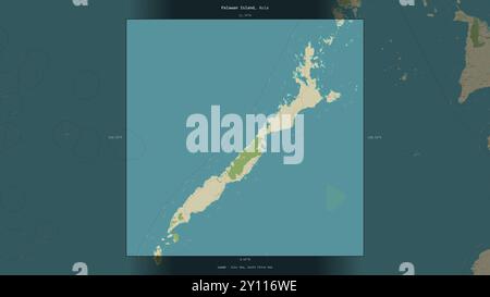 Palawan Island in the Sulu Sea on a topographic, OSM Humanitarian style ...