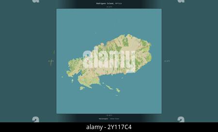 Mauritius highlighted on a topographic, OSM standard style map Stock ...