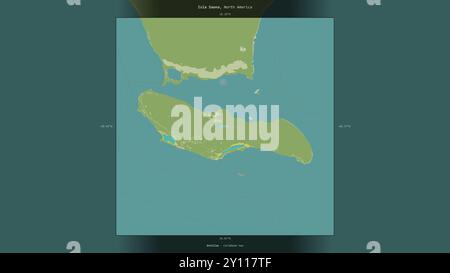 Dominican Republic highlighted on a topographic, OSM standard style map ...