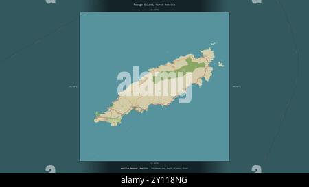 Trinidad and Tobago highlighted on a topographic, OSM standard style ...