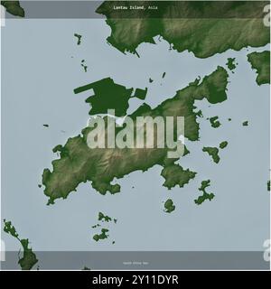 Lantau Island in the South China Sea on a colored elevation map Stock ...